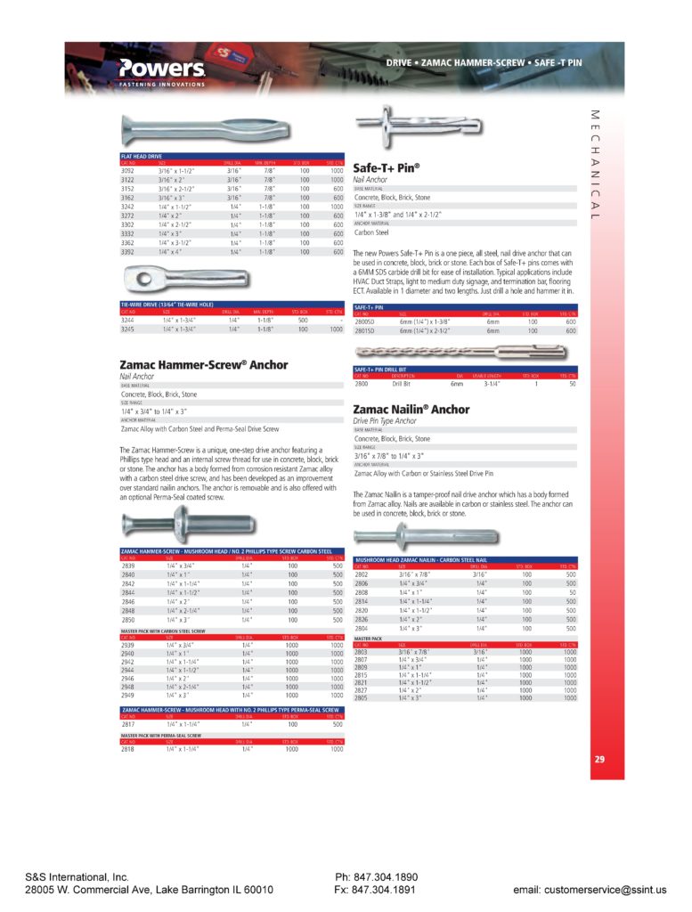 Fasteners - S & S international